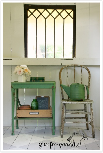 a chippy green table. – q is for quandie
