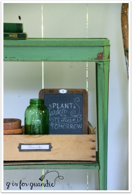 a chippy green table. – q is for quandie