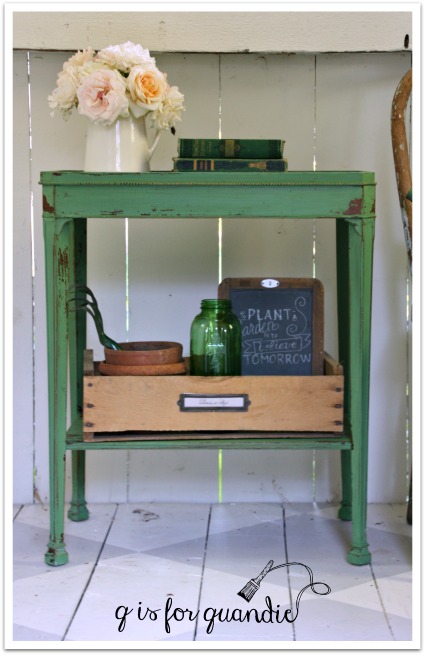 a chippy green table. – q is for quandie