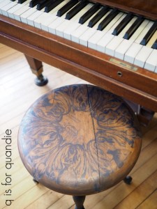 the piano stool. – q is for quandie