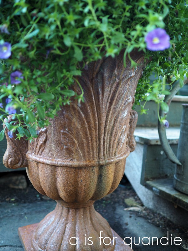 a pair of rusty planters. – q is for quandie